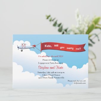 Airplane Banner Engagement Party Invitation | Zazzle