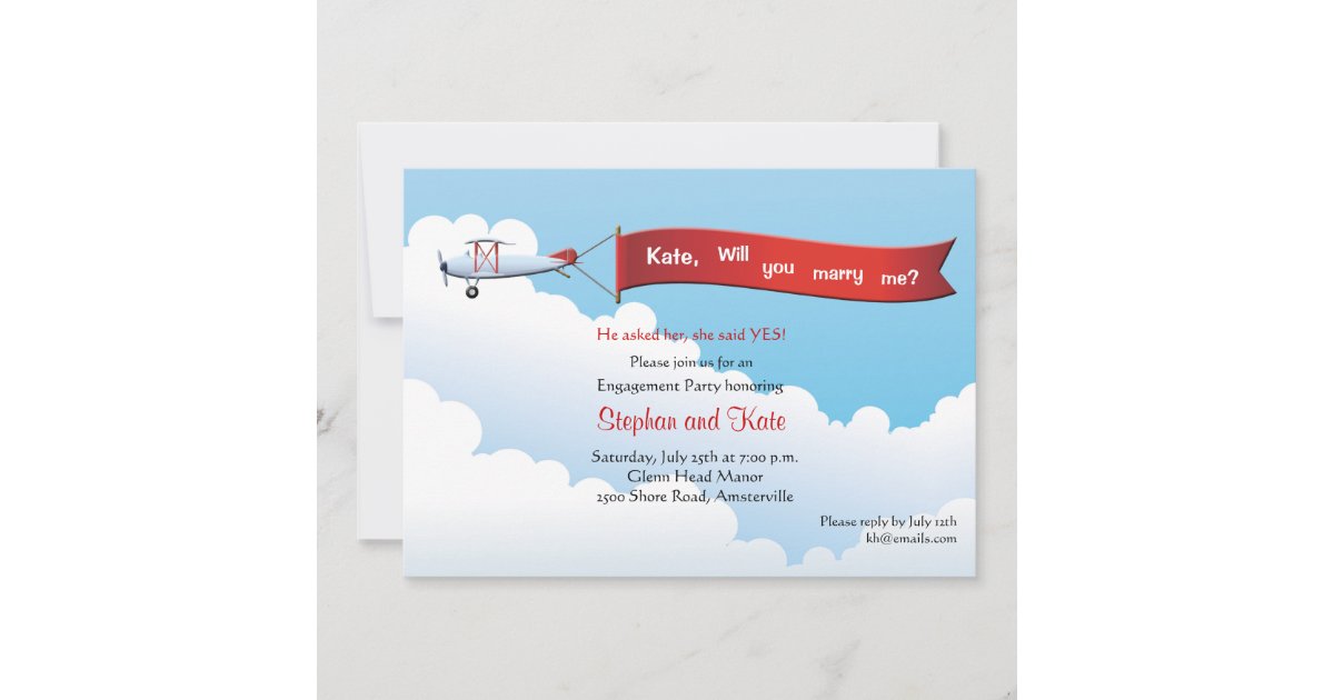 Airplane Banner Engagement Party Invitation | Zazzle