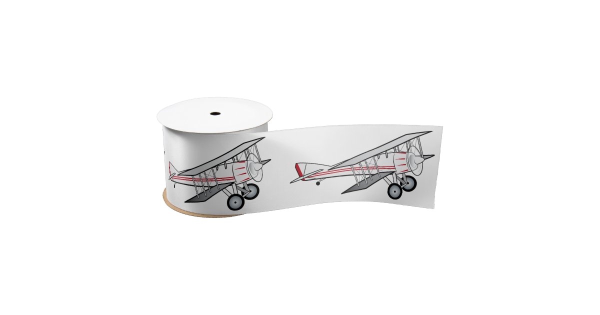Airplane: Biplane 3 Inches Satin Ribbon | Zazzle