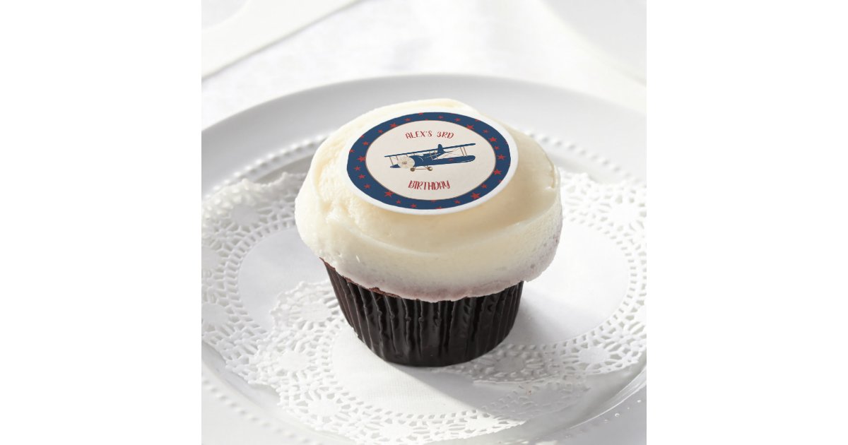 Airplane Birthday Edible Frosting Round | Zazzle