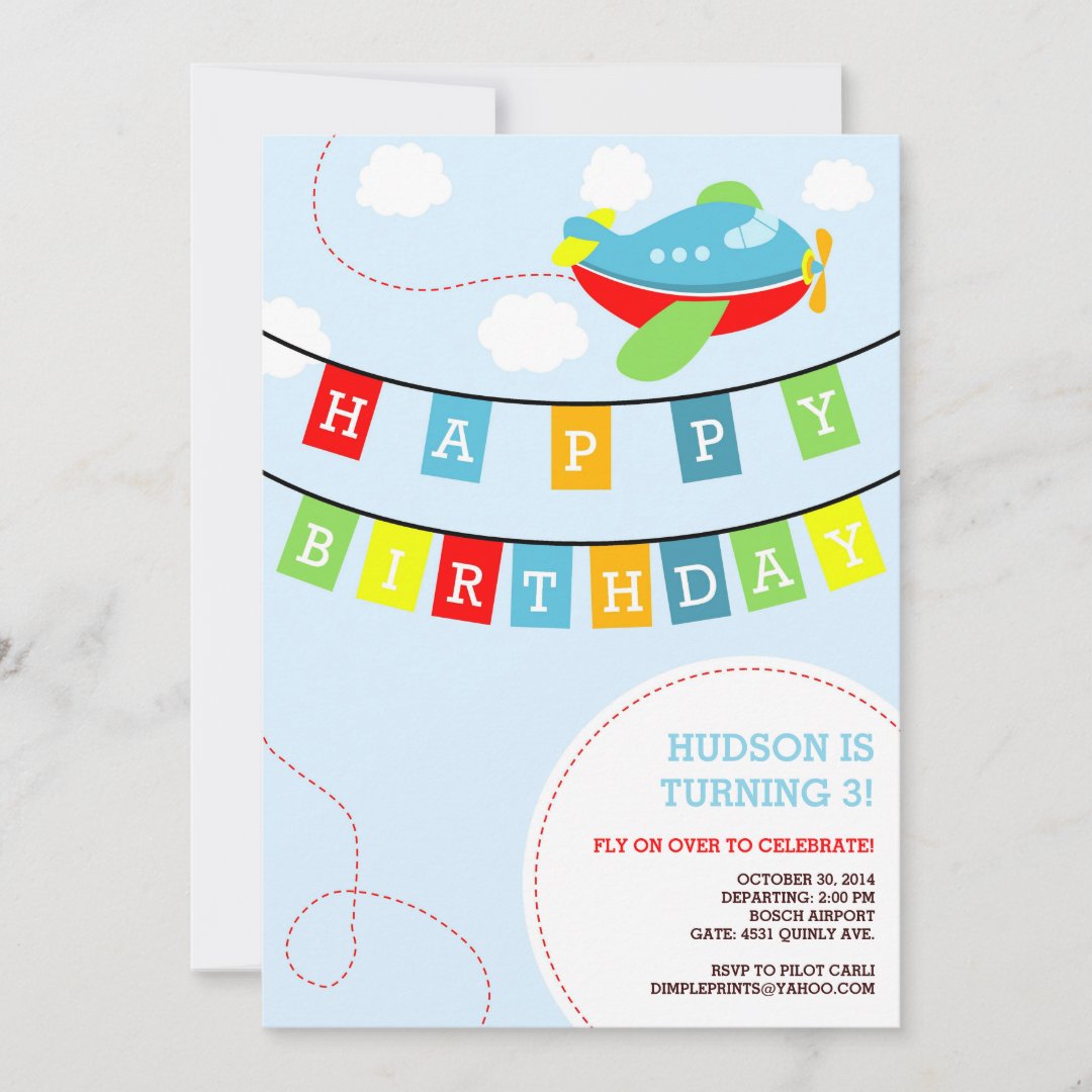 Airplane Birthday Invitation | Zazzle