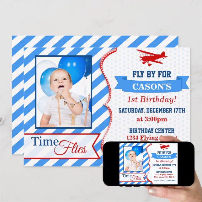 Airplane Birthday Invitation | Photo Invite | Zazzle