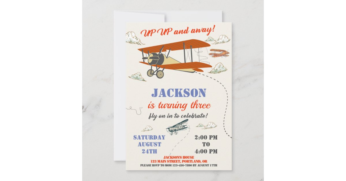 Airplane birthday invitation Pilot party invite | Zazzle
