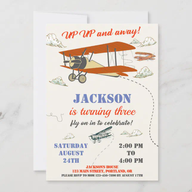 Airplane birthday invitation Pilot party invite | Zazzle
