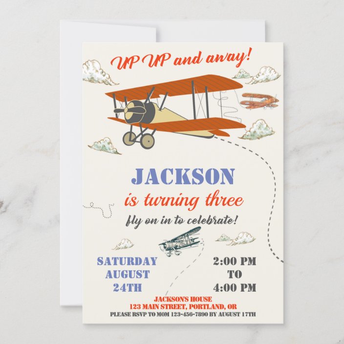 Airplane birthday invitation Pilot party invite | Zazzle.com