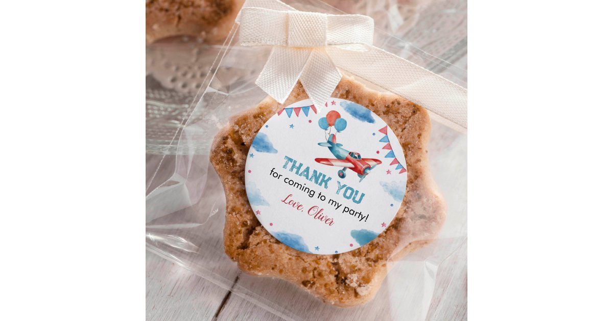 Airplane Birthday Oh My Time Flies Sticker Labels | Zazzle
