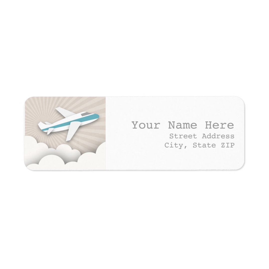 Airplane Birthday Party Address Label - Blue | Zazzle