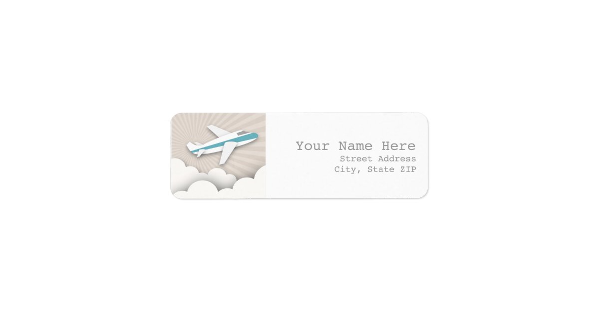 Airplane Birthday Party Address Label - Blue | Zazzle