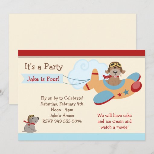 Airplane Birthday Party Invitation | Zazzle
