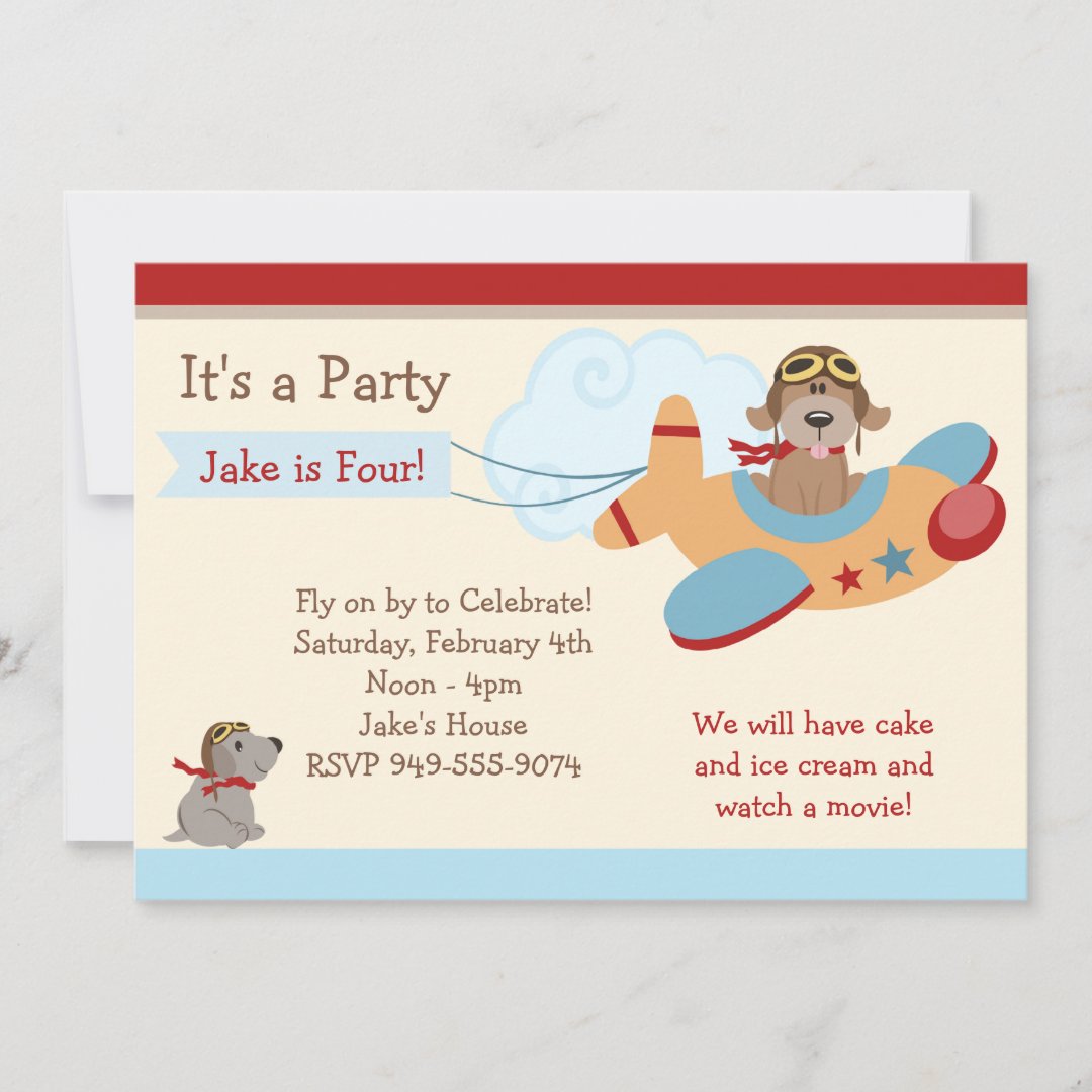 Airplane Birthday Party Invitation | Zazzle