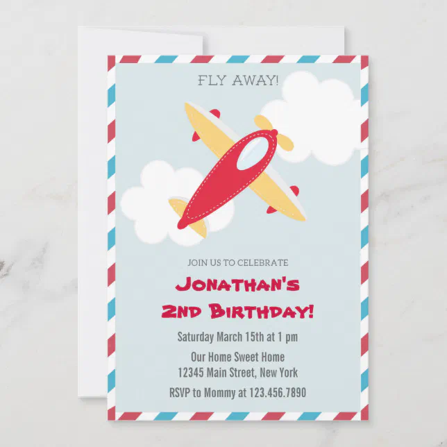 Airplane Birthday Party Invitation | Zazzle