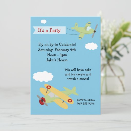 Airplane Birthday Party Invitation | Zazzle