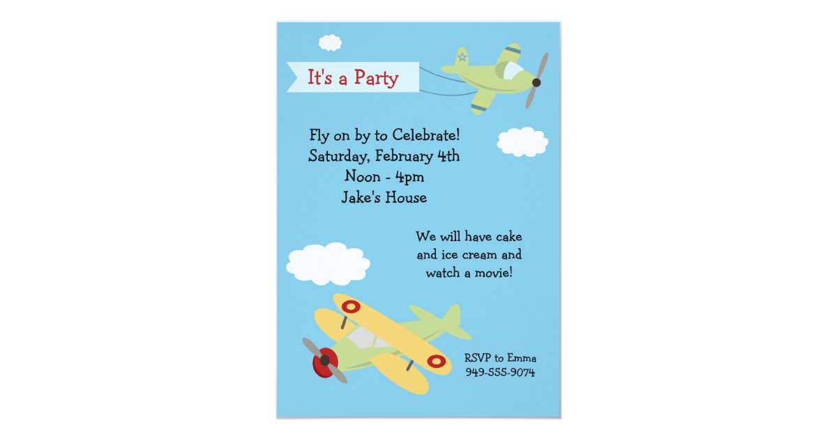 Airplane Birthday Party Invitation | Zazzle.com