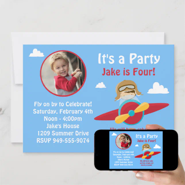 Airplane Birthday Party Invitation | Zazzle