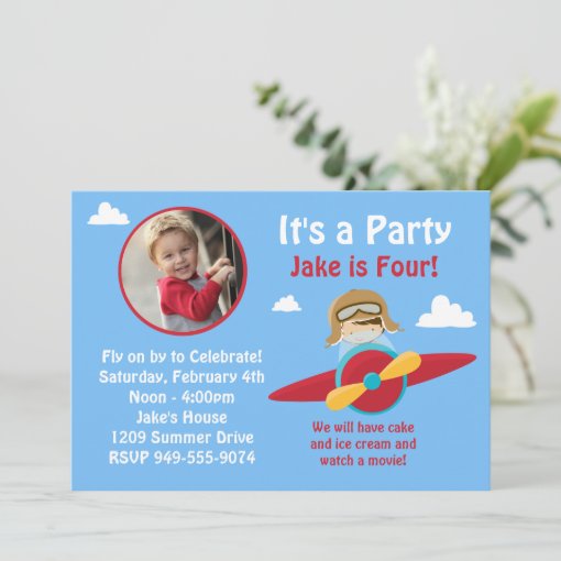 Airplane Birthday Party Invitation | Zazzle
