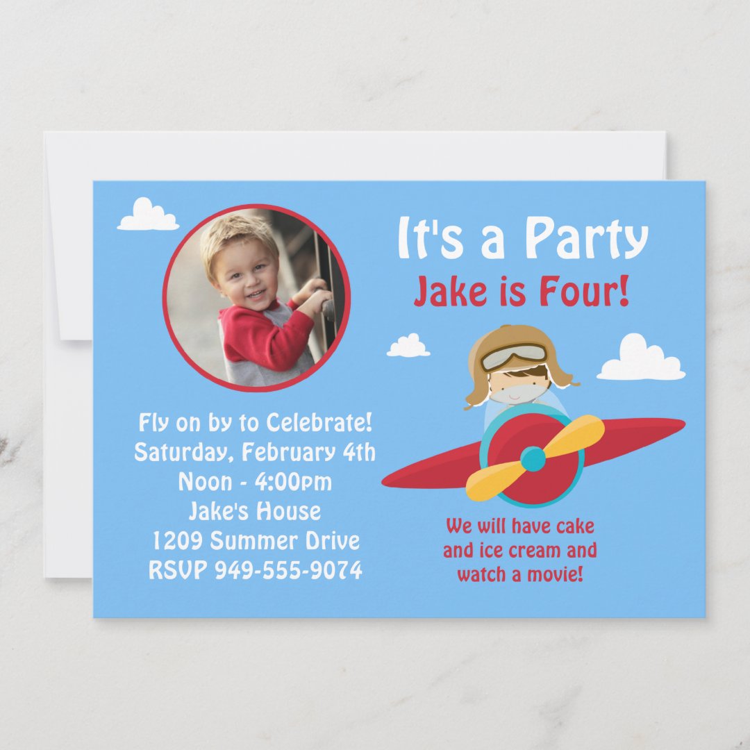 Airplane Birthday Party Invitation | Zazzle