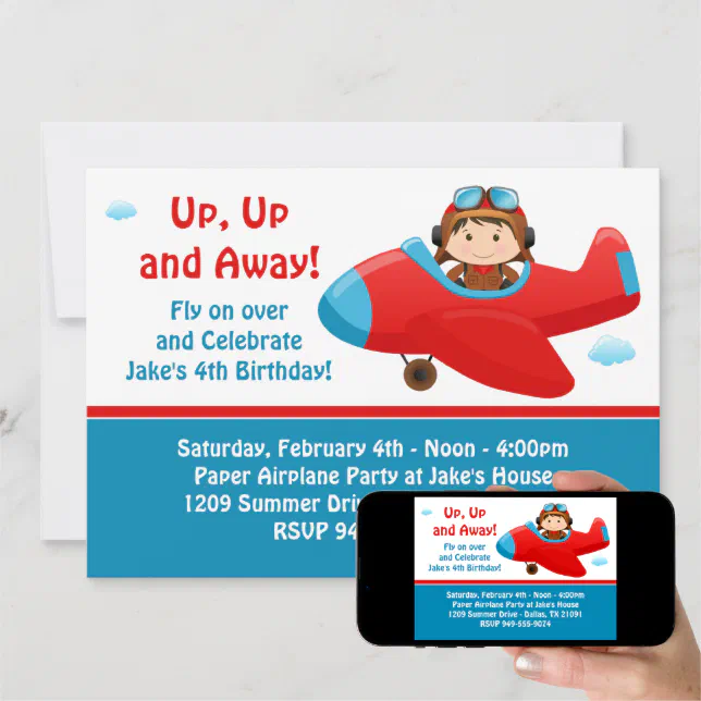 Airplane Birthday Party Invitation | Zazzle