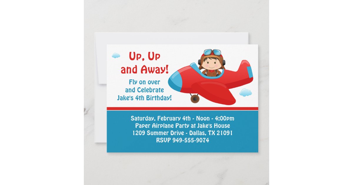 Airplane Birthday Party Invitation | Zazzle