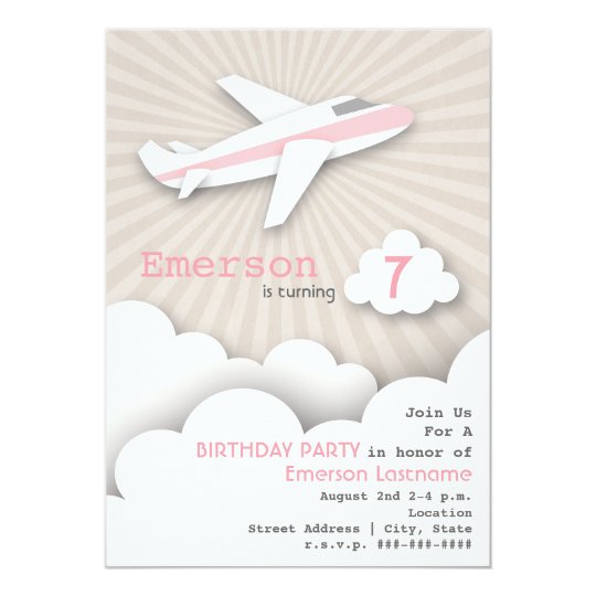 Airplane Birthday Party Invitation - Pink | Zazzle.com