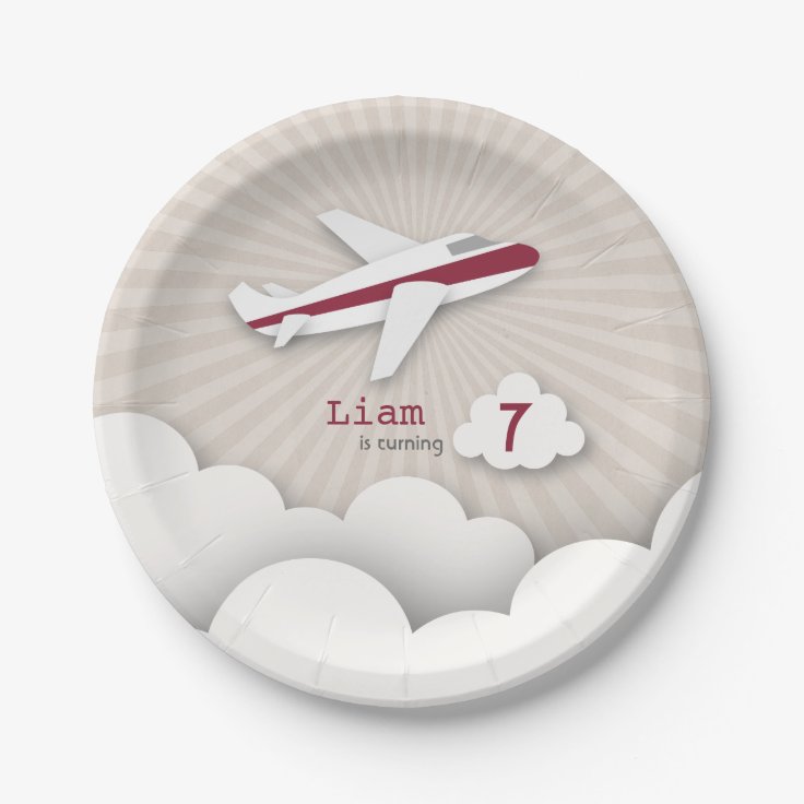 Airplane Birthday Party - Red Paper Plates | Zazzle