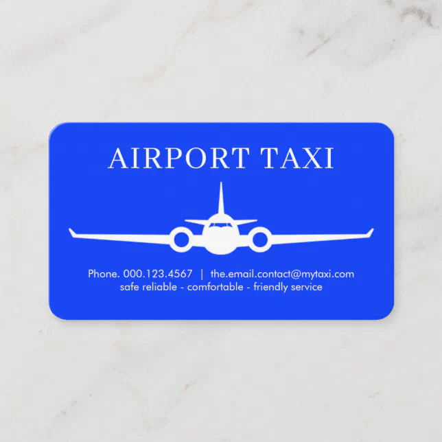 Airplane Blue Skies Airport Taxi Business Card | Zazzle