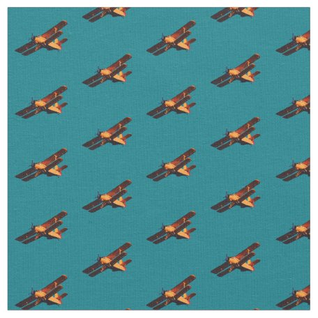 Vintage Airplane Aviator Travel Adventure Pilot Fabric | Zazzle