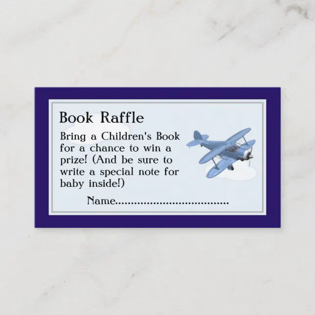 Airplane Book Raffle Tickets, Baby Shower Game Enclosure Card | Zazzle
