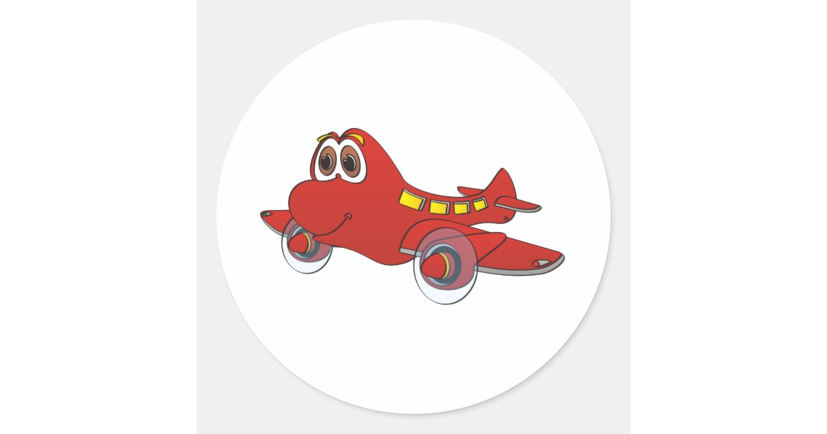Airplane Cartoon Classic Round Sticker | Zazzle