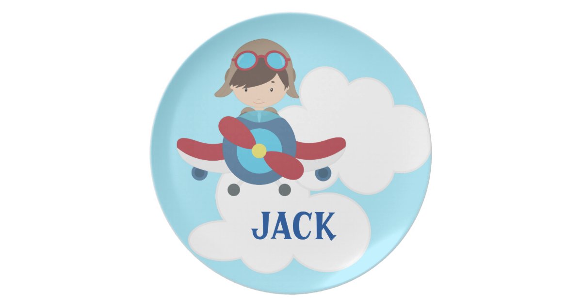 Airplane Children's Melamine Plate | Zazzle