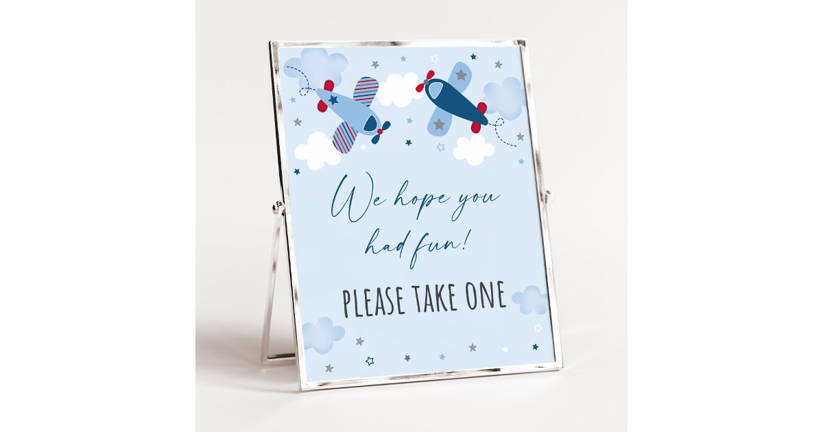 Airplane Clouds Birthday Favor Sign | Zazzle