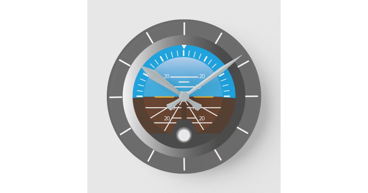Airplane Cockpit Attitude Dial Aviation Round Clock | Zazzle