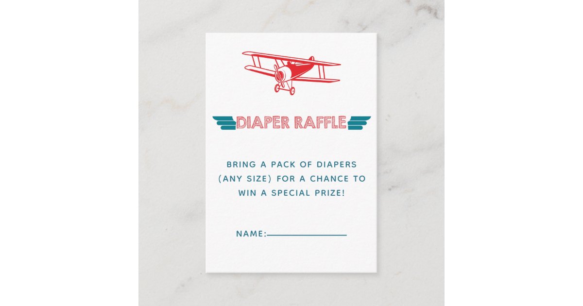 Airplane Diaper Raffle Tickets Enclosure Card | Zazzle