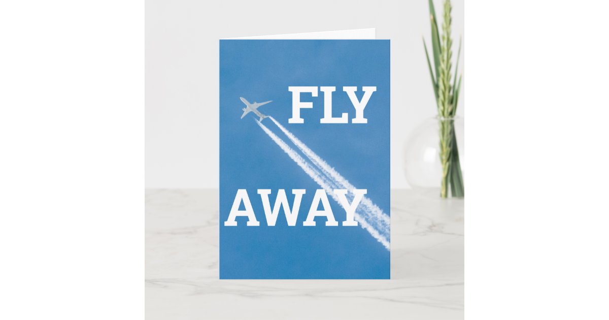 Airplane fly in the blue sky card | Zazzle