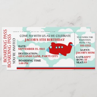 Airplane Flying birthday invitation customize | Zazzle