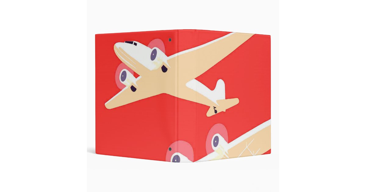 Airplane Flying Vintage WPA Colorful 3 Ring Binder | Zazzle