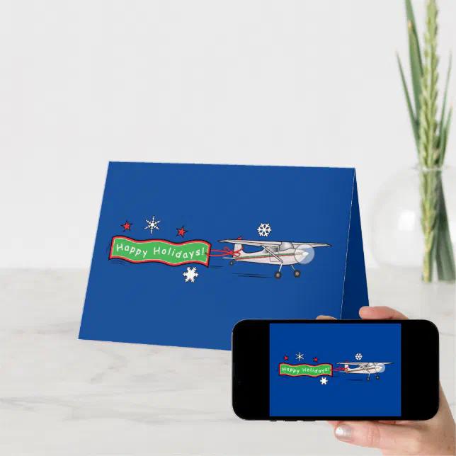 Airplane Happy Holidays Holiday Card | Zazzle