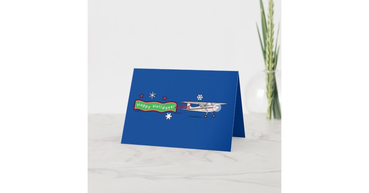 Airplane Happy Holidays Holiday Card | Zazzle