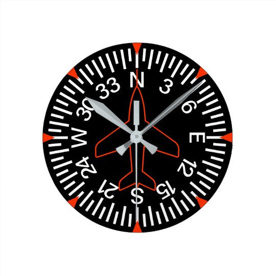 Airplane Heading Indicator Template Round Clock | Zazzle.com