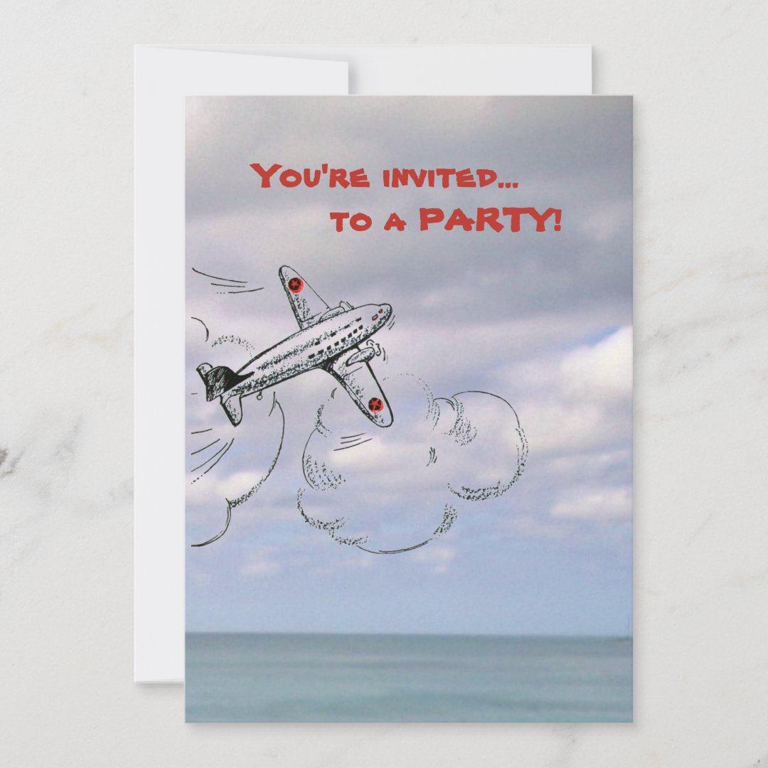 Airplane Invitation | Jet in the Clouds | Zazzle