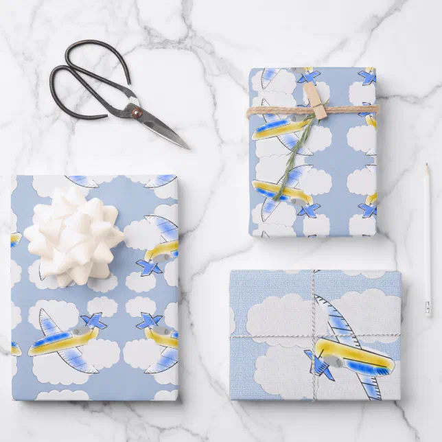 Airplane Jetplane Animated Childrens Wrapping Paper Sheets | Zazzle