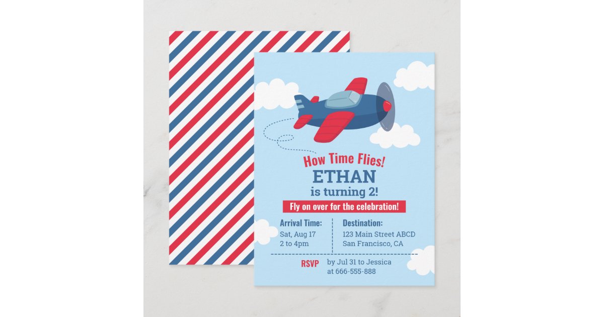 Airplane Kids Birthday Party Invitation | Zazzle