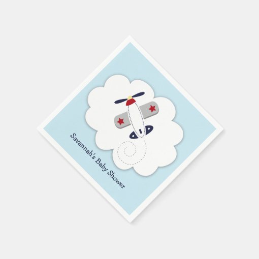 Airplane Little Aviator Custom Party Napkin | Zazzle
