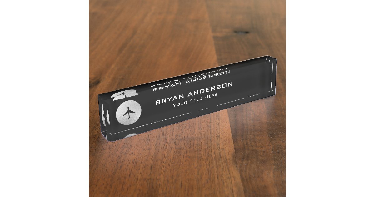Airplane Logo Desk Name Plate | Zazzle