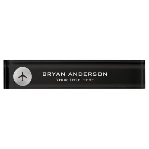 Airplane Logo Desk Name Plate | Zazzle