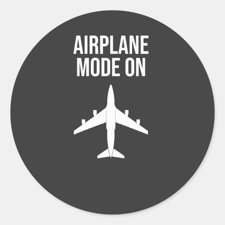Airplane mode on classic round sticker | Zazzle