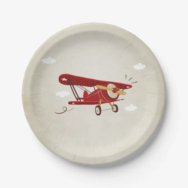 Airplane Paper Plates Travel Adventure Shower | Zazzle