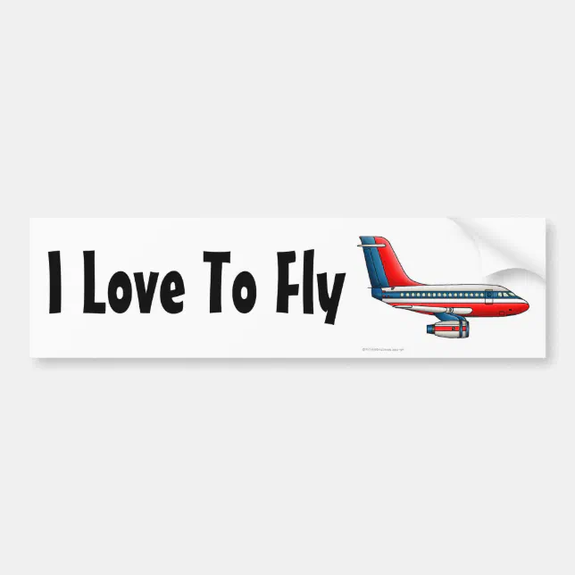 "Airplane Passenger Jet Plane, I Love To Fly… Bump Bumper Sticker | Zazzle