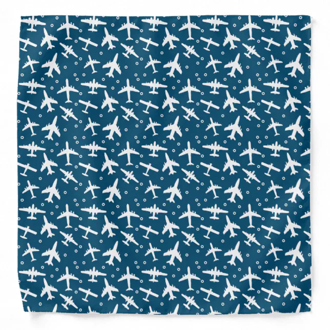 Airplane Pattern Blue White Bandana | Zazzle