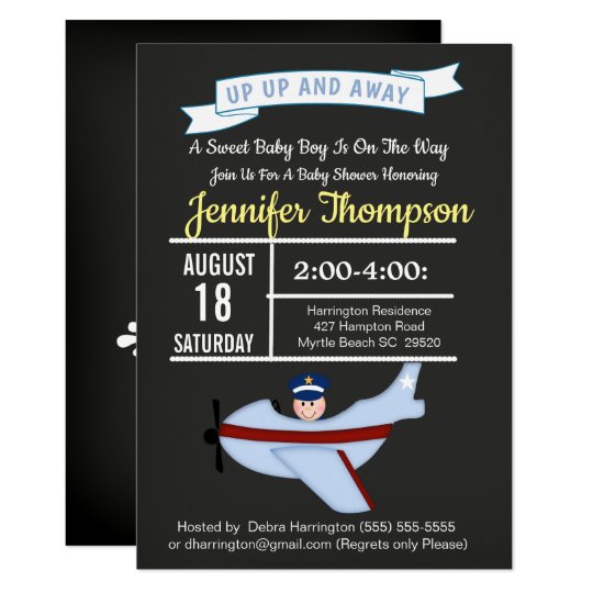 Airplane Pilot Baby Boy Shower Invitation | Zazzle.com