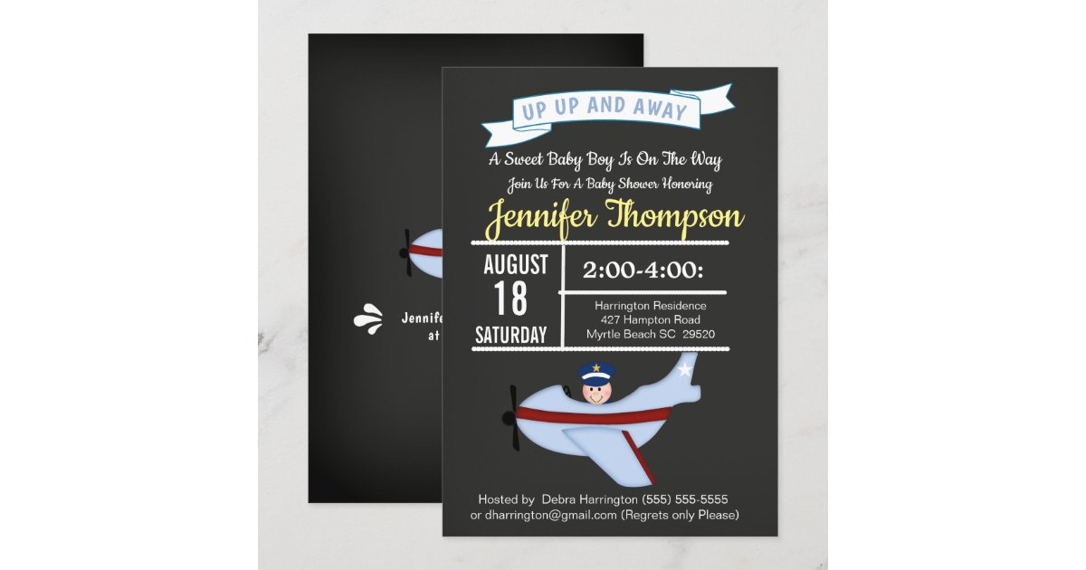 Airplane Pilot Baby Boy Shower Invitation | Zazzle